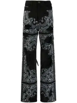 Philipp Plein Ripped Paisley-print Jeans