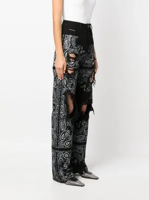 Philipp Plein Ripped Paisley-print Jeans