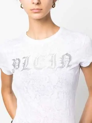 Philipp Plein Rhinestone Logo T-shirt - White