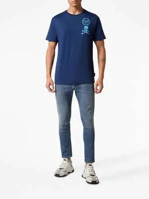 Philipp Plein Logo-print Cotton T-shirt - Blue