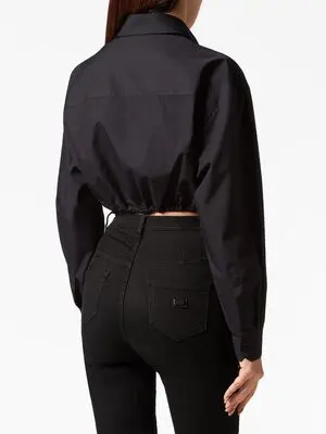 Philipp Plein Ruffled Cropped Shirt - Black