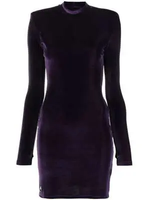 Philipp Plein Logo-plaque Velvet Mini Dress
