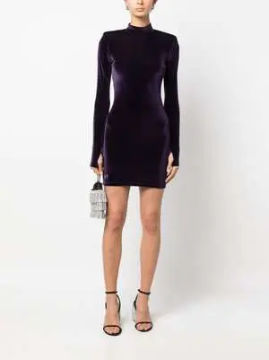 Philipp Plein Logo-plaque Velvet Mini Dress
