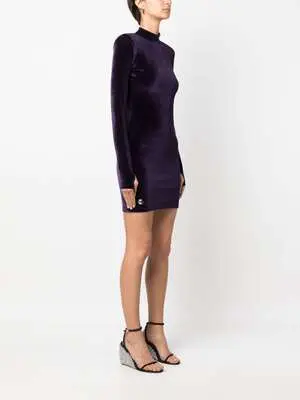 Philipp Plein Logo-plaque Velvet Mini Dress