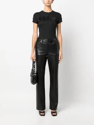 Philipp Plein Rhinestone-logo Snake-print T-shirt - Black