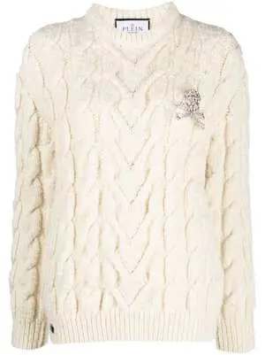 Philipp Plein Cable-knit Jumper - White
