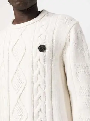 Philipp Plein Cable-knit Jumper - White