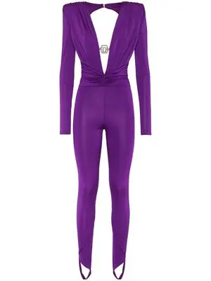 Philipp Plein Shoulder Padded Jumpsuit - Purple