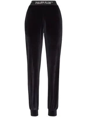 Philipp Plein Logo-waistband Velvet Track Pants