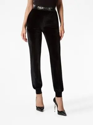 Philipp Plein Logo-waistband Velvet Track Pants