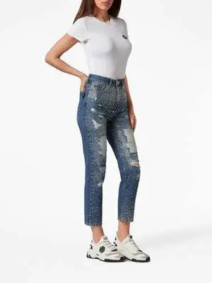 Philipp Plein Crystal-embellished Denim Trousers