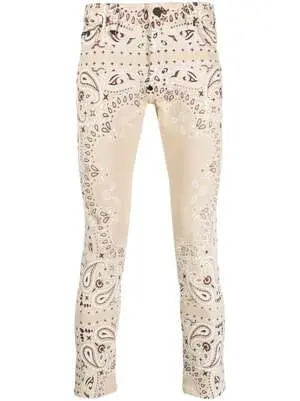 Philipp Plein Bandana Print Skinny Jeans - Neutrals
