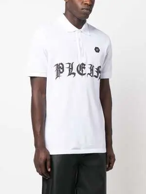 Philipp Plein Gothic Plein Logo-print Polo Shirt - White
