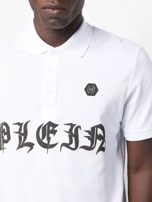 Philipp Plein Gothic Plein Logo-print Polo Shirt - White