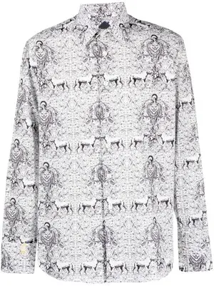 BILLIONAIRE Lion-print Long-sleeve Shirt - White