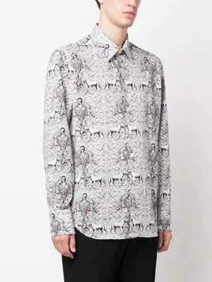 BILLIONAIRE Lion-print Long-sleeve Shirt - White