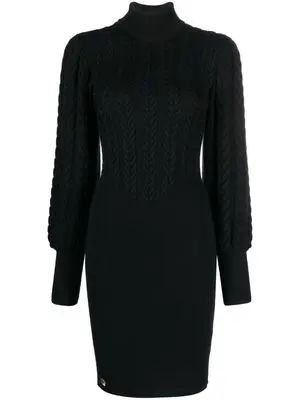 Philipp Plein Cable-knit High-neck Dress