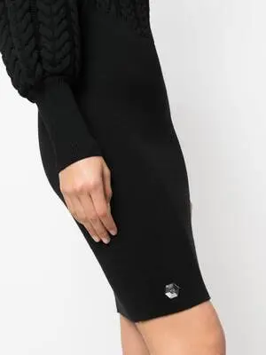 Philipp Plein Cable-knit High-neck Dress