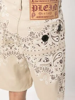 Philipp Plein Bandana-print Denim Shorts