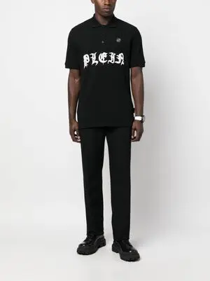 Philipp Plein Logo-print Short-sleeved Polo Shirt - Black