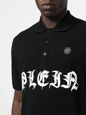 Philipp Plein Logo-print Short-sleeved Polo Shirt - Black