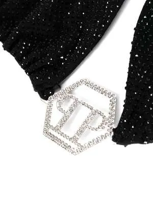 Philipp Plein Embellished-logo Bikini Top - Black