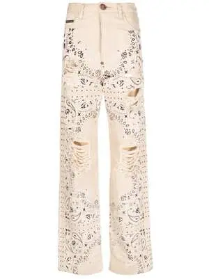 Philipp Plein Paisley-print Jeans - Neutrals