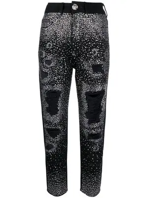 Philipp Plein Crystal-embellished Boyfriend Jeans