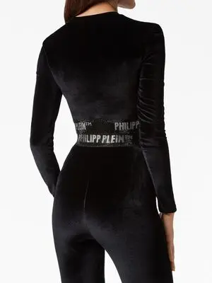 Philipp Plein Velvet Crop Top - Black