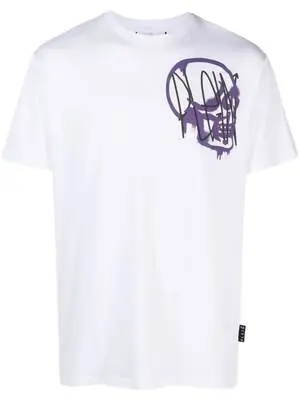 Philipp Plein Metallic-finish Skull Print T-shirt