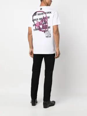 Philipp Plein Metallic-finish Skull Print T-shirt