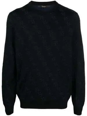 BILLIONAIRE Monogram-jacquard Knitted Jumper - Black