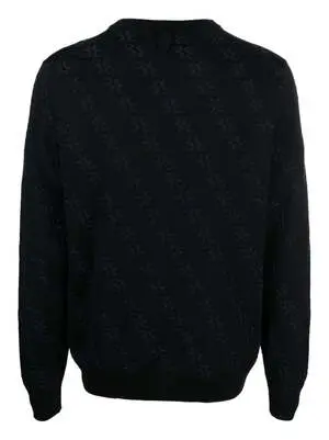 BILLIONAIRE Monogram-jacquard Knitted Jumper - Black