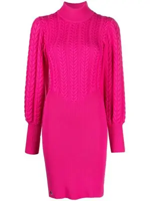 Philipp Plein Cable-knit Wool Dress - Pink