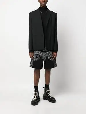 Philipp Plein Bandana Print Denim Shorts - Black
