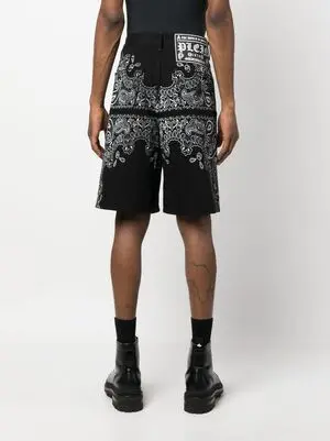 Philipp Plein Bandana Print Denim Shorts - Black