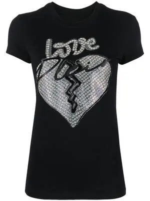 Philipp Plein Heart-motif Rhinestone T-shirt