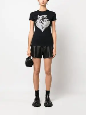 Philipp Plein Heart-motif Rhinestone T-shirt