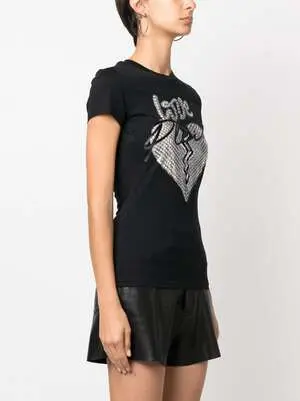Philipp Plein Heart-motif Rhinestone T-shirt