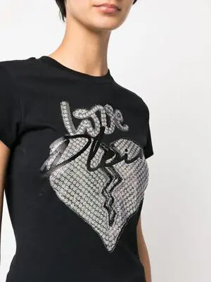 Philipp Plein Heart-motif Rhinestone T-shirt