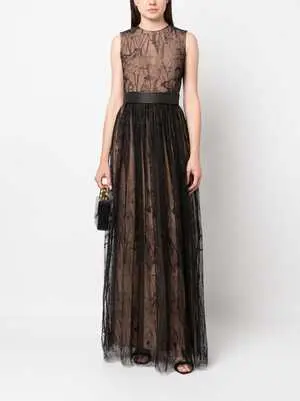 Akris Techno Tulle Croqui-print Silk Gown