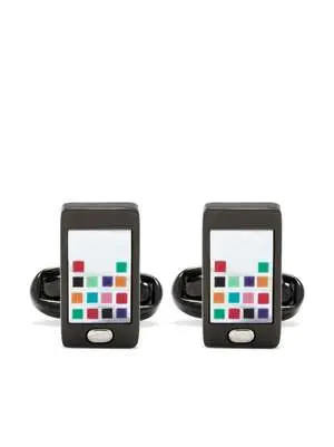 Paul Smith Phone Logo-engraved Cufflinks - Black