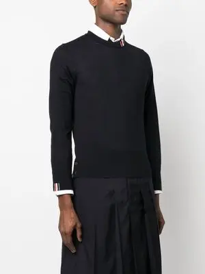 Thom Browne Jersey Stitch Crew Neck Jumper - Blue