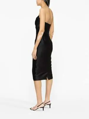Marchesa Strapless Satin Midi Dress