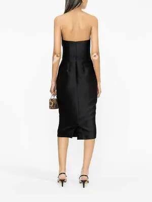 Marchesa Strapless Satin Midi Dress