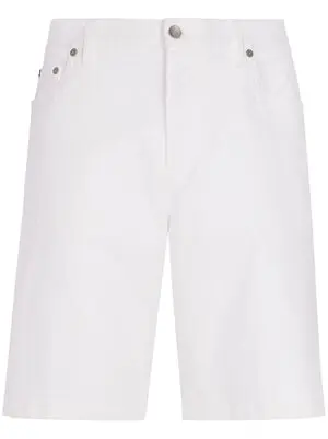 Dolce & Gabbana Logo-plaque Denim Shorts - White