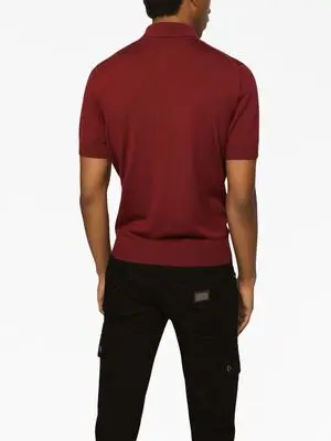 Dolce & Gabbana Logo-tag Wool Polo Shirt - Red