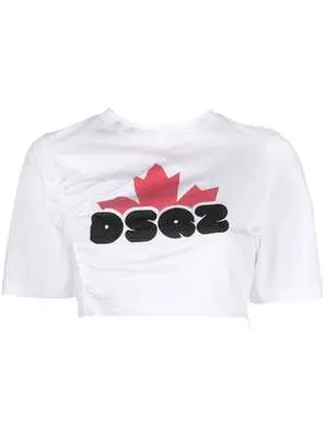 Dsquared2 Dsq2- Print Cropped T-shirt - White