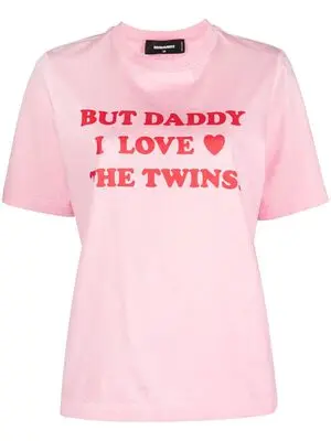 Dsquared2 Slogan-print Cotton T-shirt - Pink