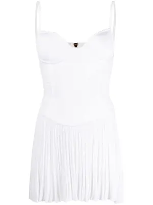 Balmain Pleated-skirt Strappy Minidress - White